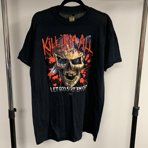 3D Emblem | Shirts | Soldvintage 3d Emblem Kill Em All Let God Sort Em Out 989 Tshirt Size Xl ...
